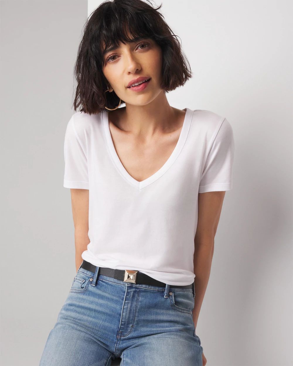 Cotton Modal V-Neck Tee | White House Black Market